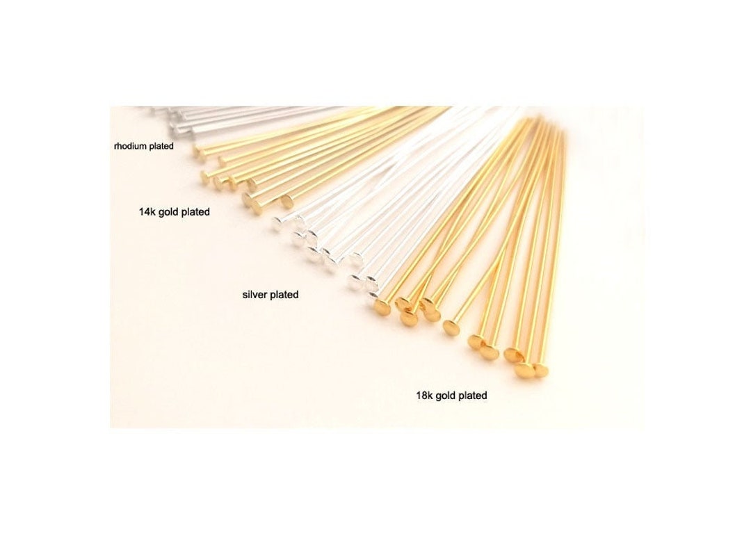 14K Real Gold Plated Headpins, Flat Head Pins, Cup Head Pin, Gold ...