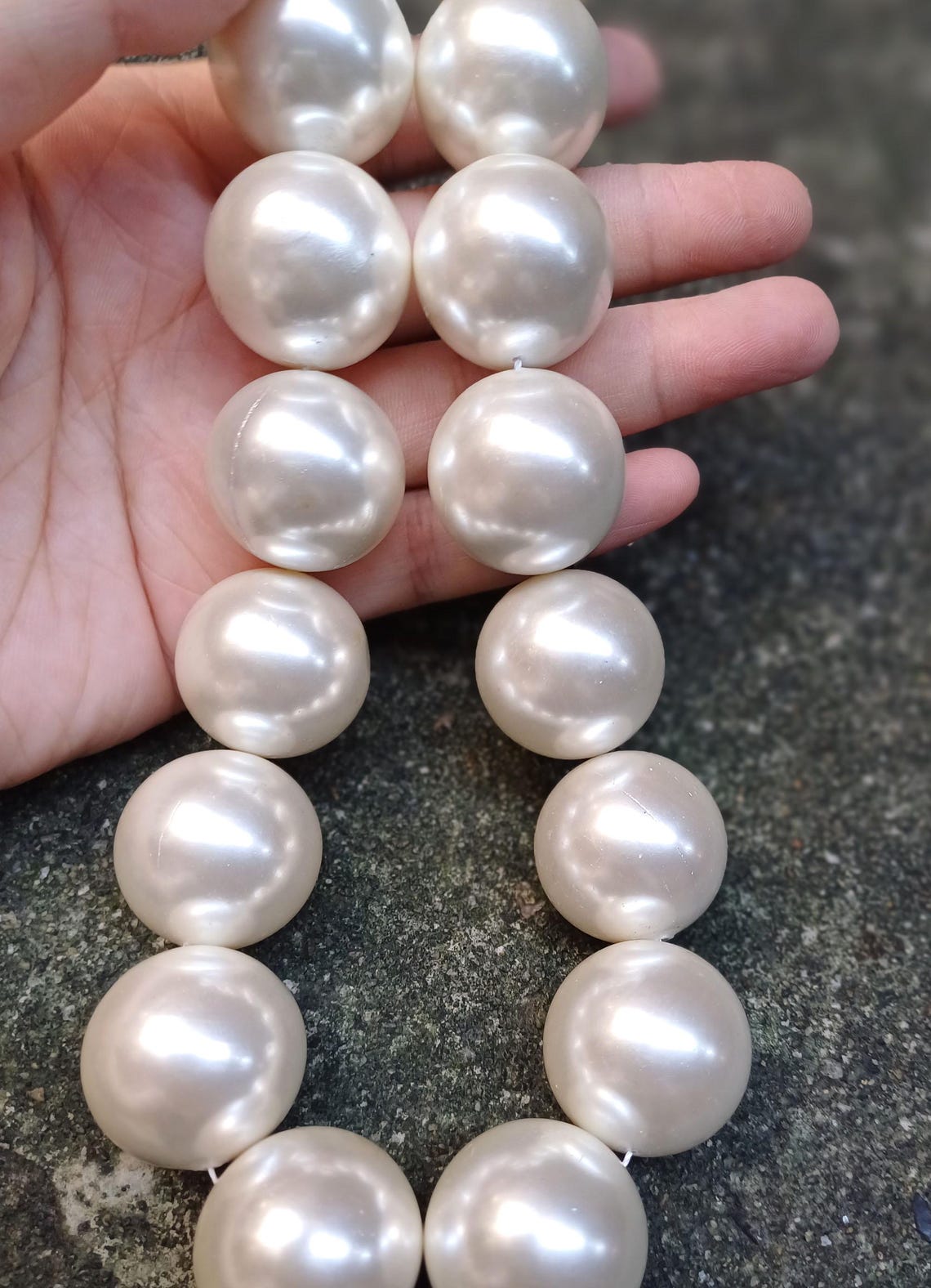 24mm Round Shell Pearl, Large Shell Pearl, White Loose Pearl Beads, A ...