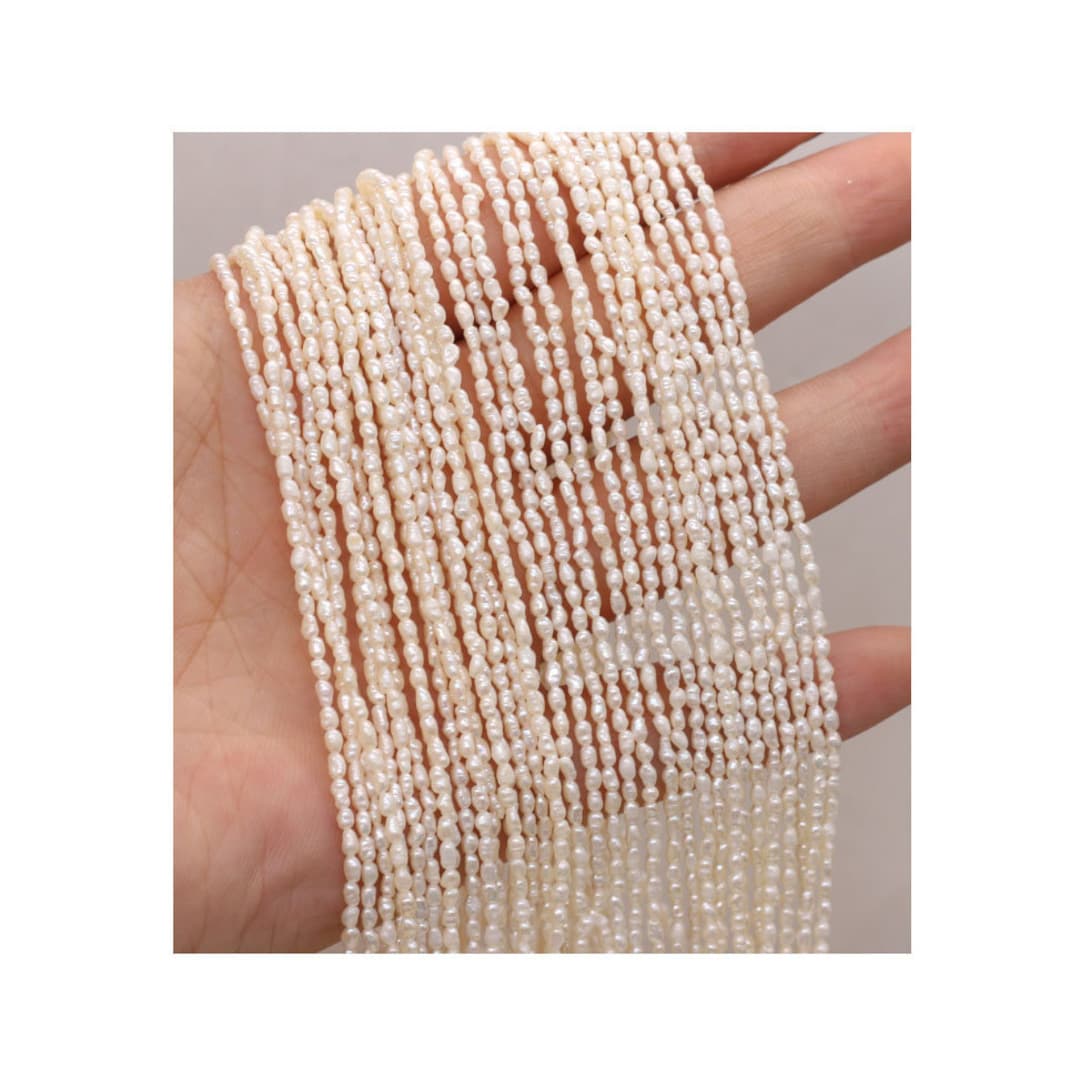 1.7-2.0mm Genuine Freshwater White Seed Pearls off Round Pearl Beads 15 ...