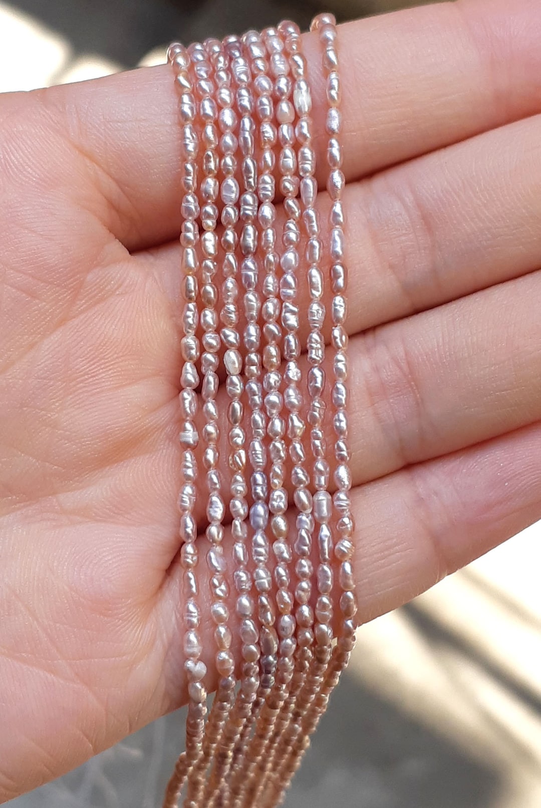 AA+ 2-2.5mm Tiny White/ Pink Rice Pearls,full Strand,oval Loose Pearl ...