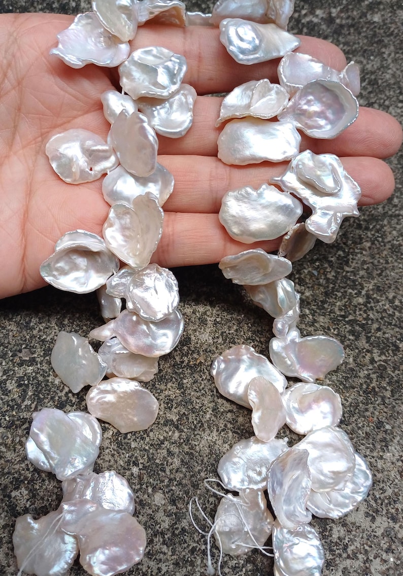 14-20mm Keishi Pearls, AA Natural Freshwater Top Sided Drilled Petal ...