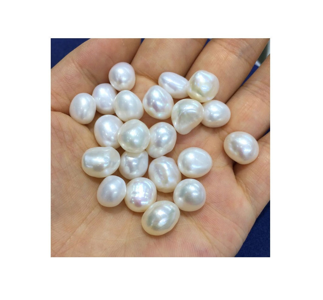 10-11mm Big Baroque Pearl Ivory White Freshwater Pearls Pebble Nugget ...