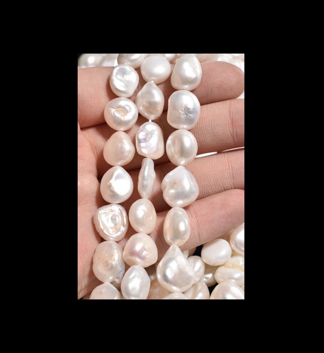 8-10x11-13mm Gem Quality Ivory White Baroque Freshwater Pearl 15.5 ...