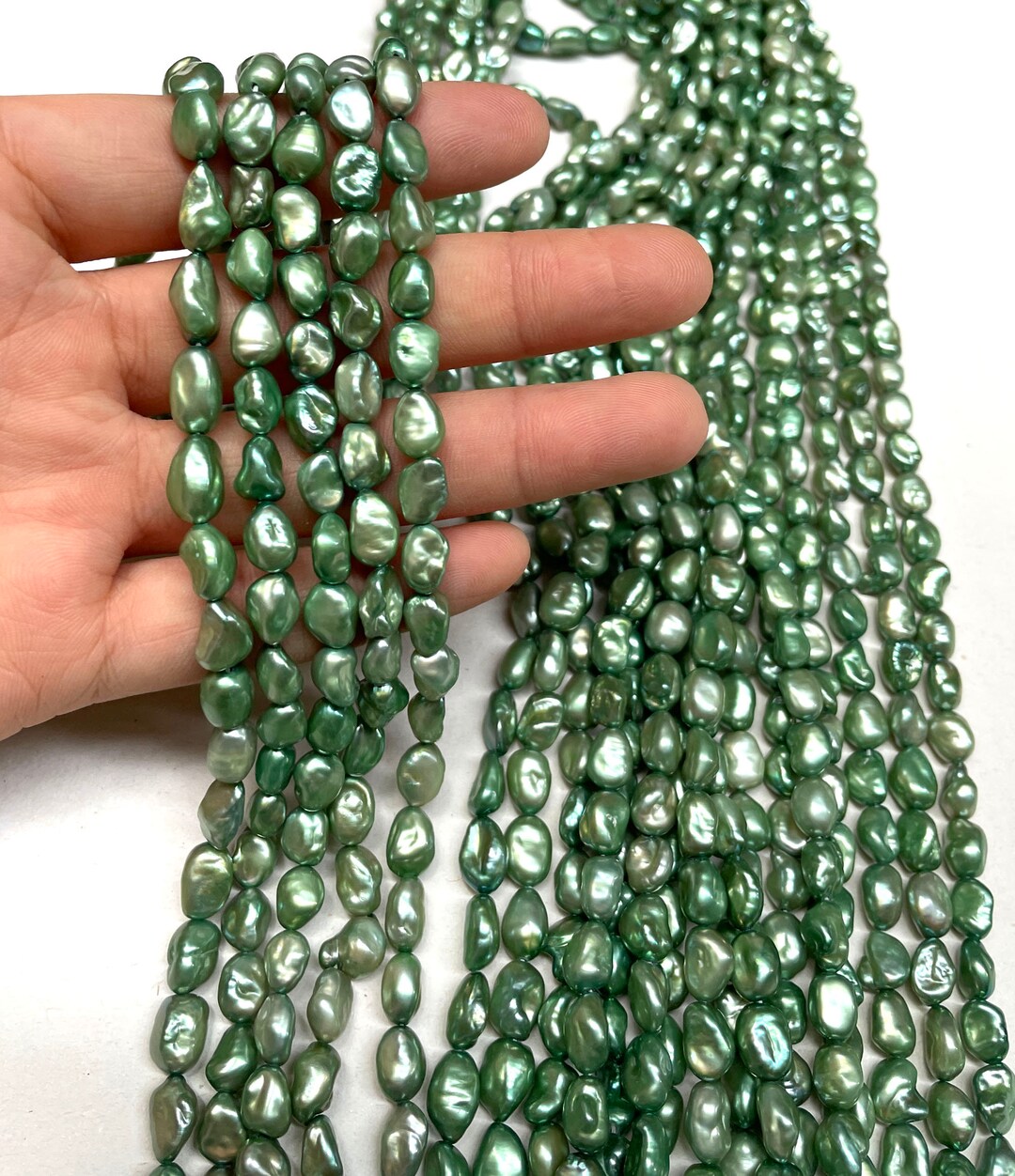 8-10mm Keshi Pearl, Green Pearl, Freshwater Pearl Beads, PB1742 - Etsy