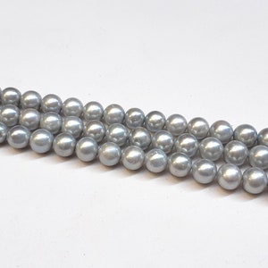 11-12mm Silver Pearls, Round Pearl, Genuine Freshwater Pearl, Good Luster, Silver Pearl Beads ...