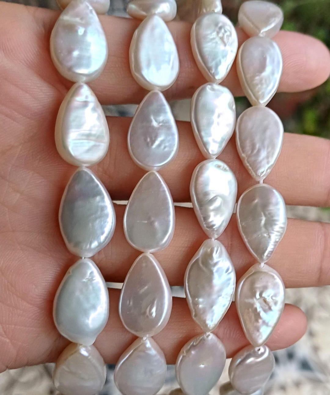 AA 8-10x16-20mm Super LONG White Rice Freshwater Pearls, Drop Pearl ...