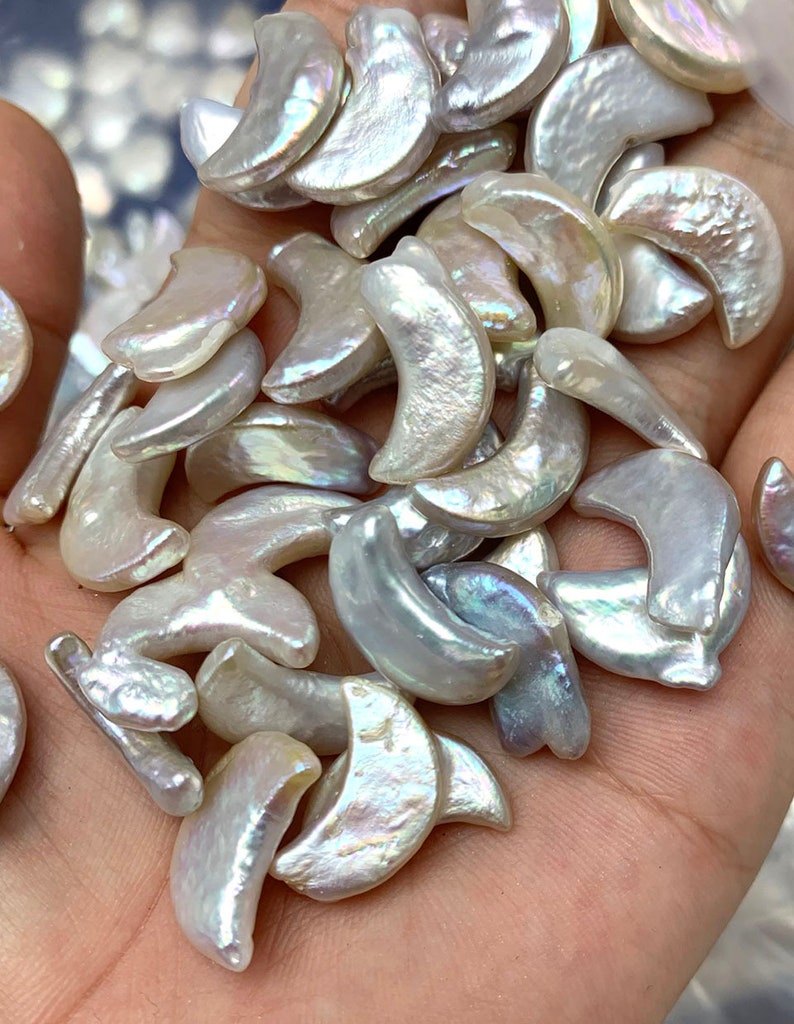 15-19mm Long Moon Pearl, Undrilled, Genuine Freshwater Pearl, Crescent ...