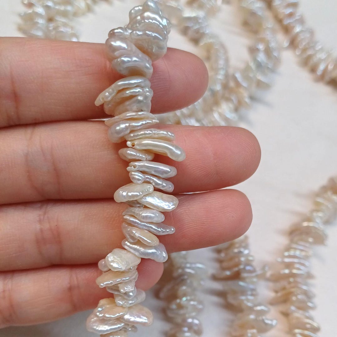 Slim Keishi Pearls, AA Natural Freshwater Top Sided Drilled Petal ...