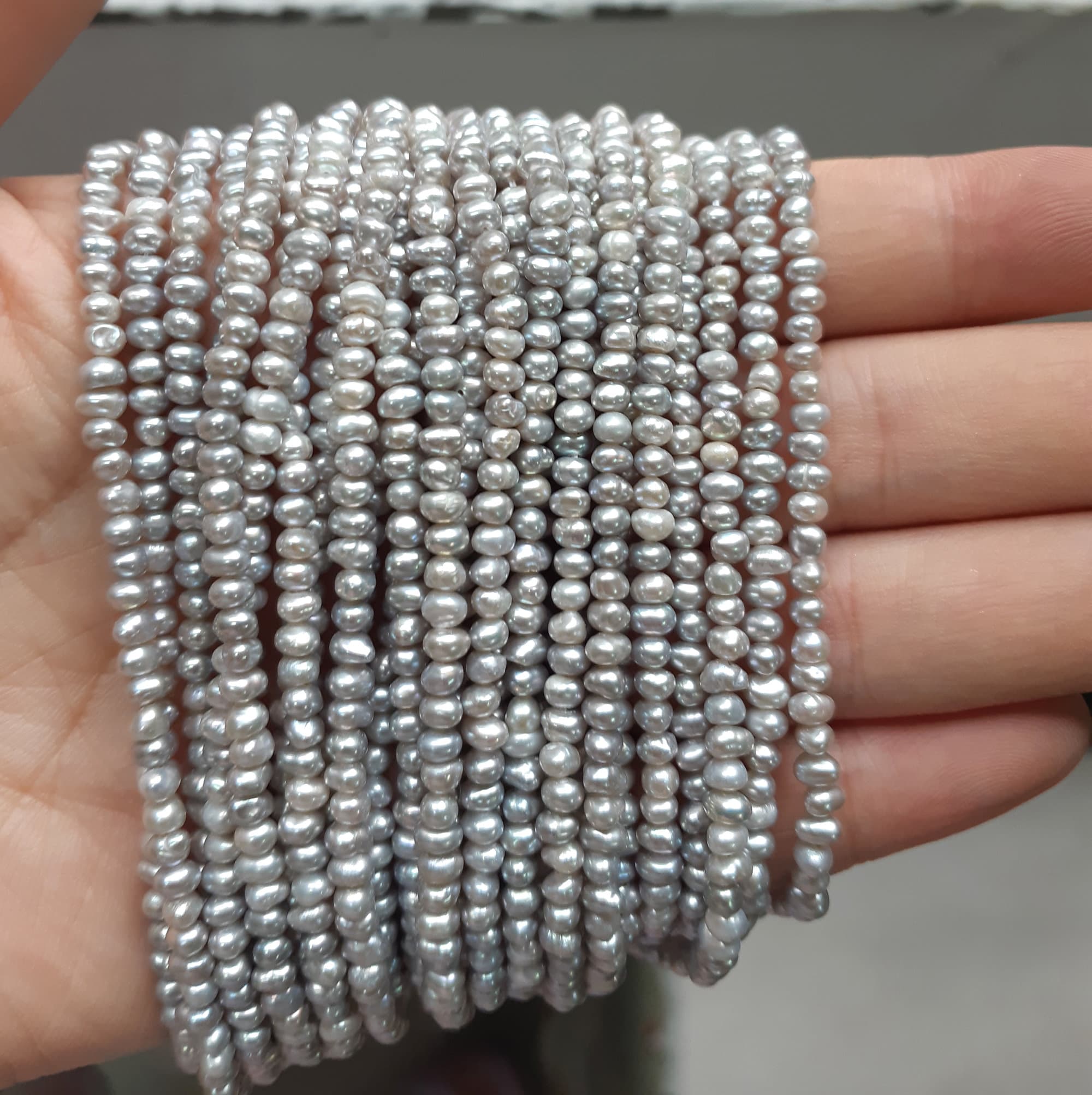 Gray seed pearls 2-3mm Genuine freshwater pearls small | Etsy