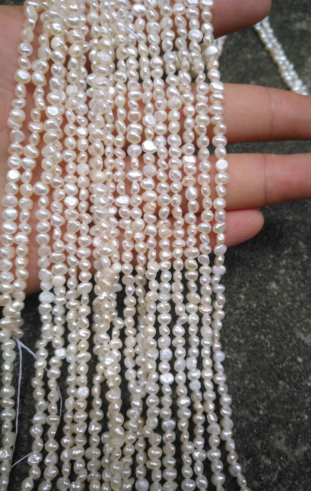 Perla Keshi de 2-4 mm, perlas blancas pequeñas de agua dulce, cuentas ...