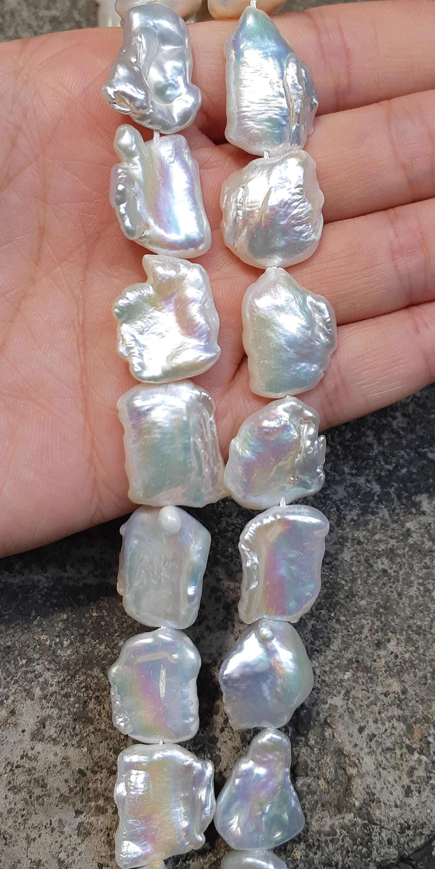 Rare 17x13mm Large Keshi Pearls, White Flat Big Freeform Freshwater ...
