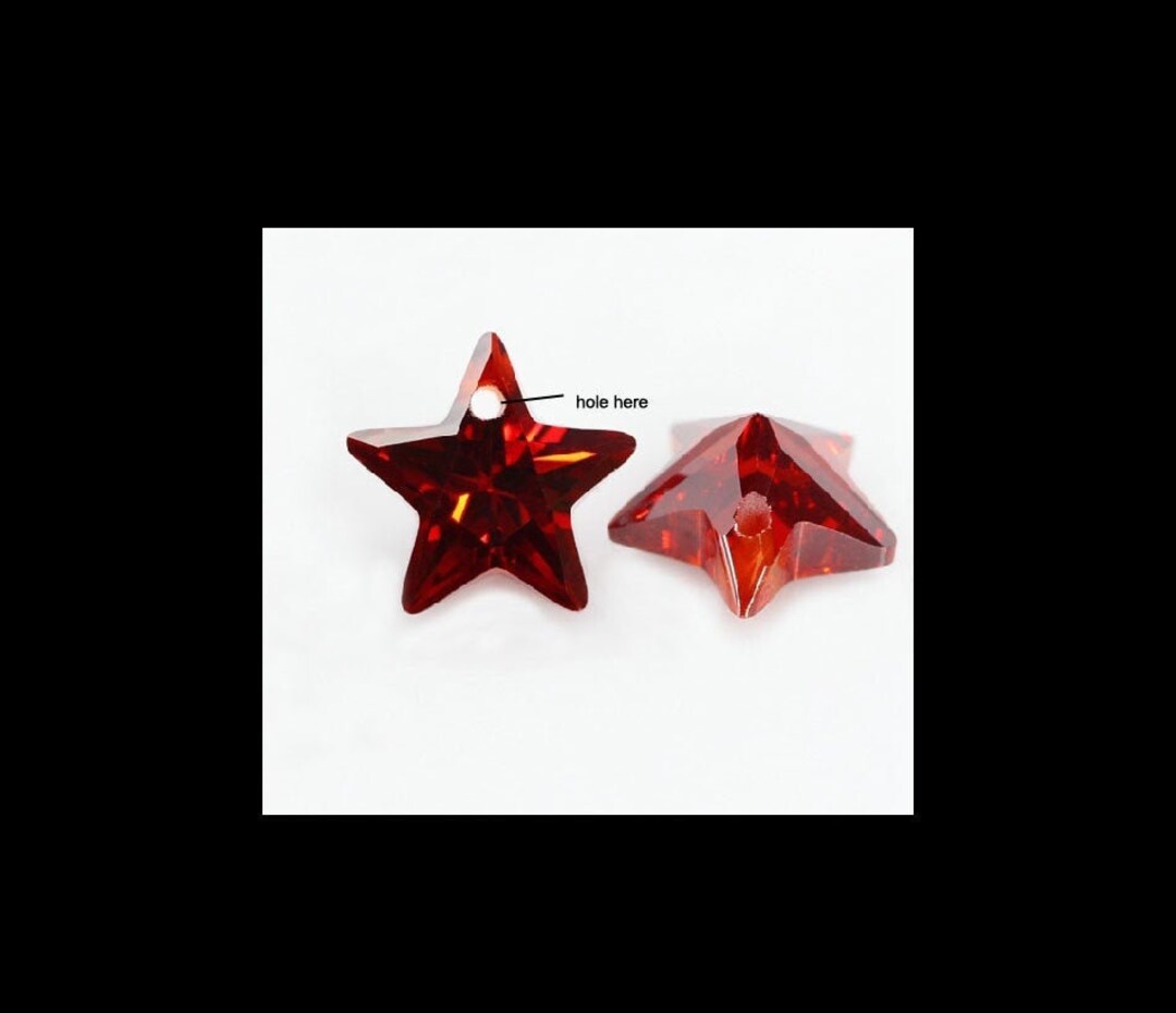 Red Star CZ, Drilled, Star Stone, With Hole, Cubic Zirconia, Loose ...