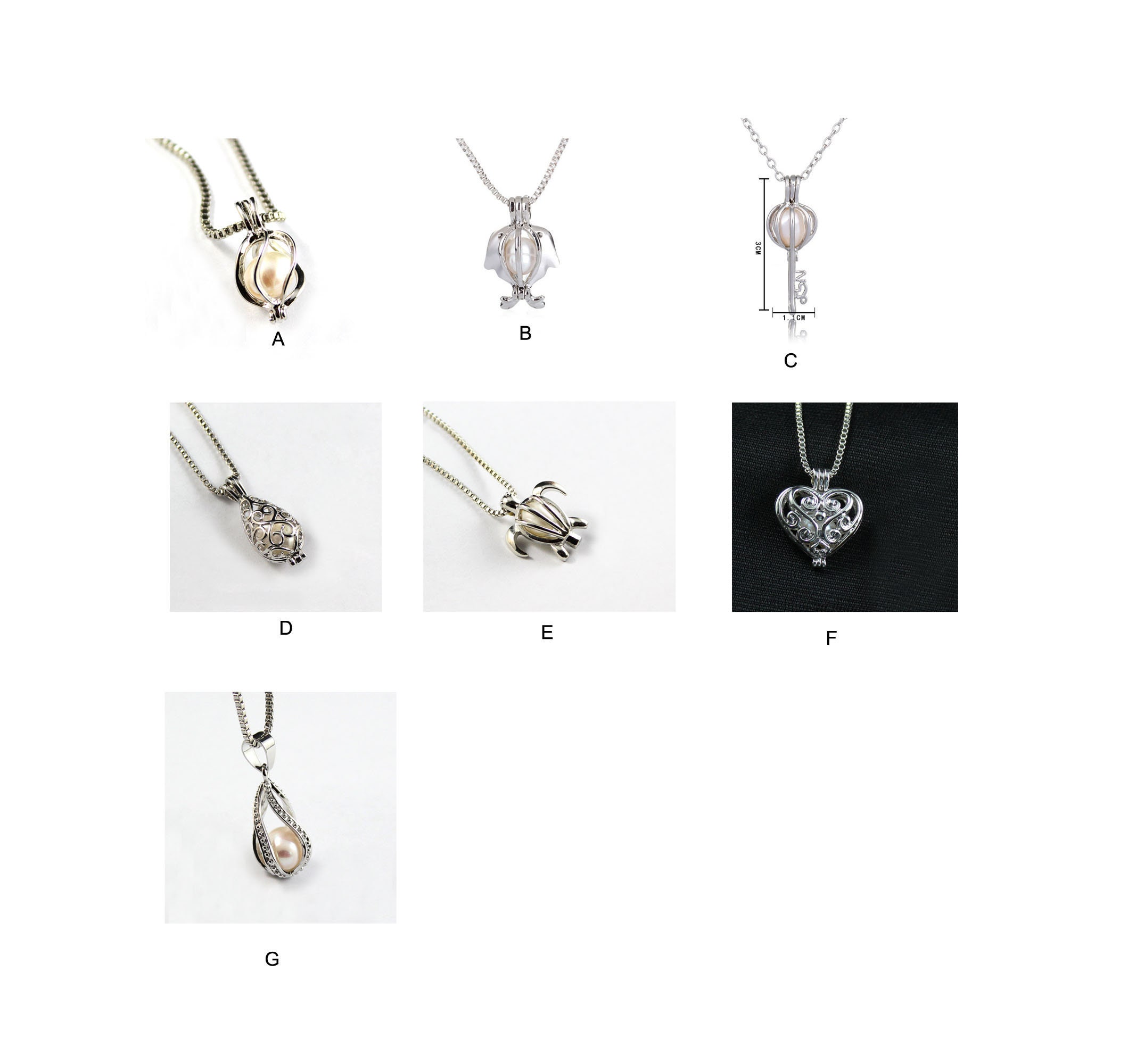 Wish Pearl Cage Pendant Silver Cage Freshwater Pearl Necklace Natural Pearl Charm Pendant Pearl Twist Cage Many Styles GB785
