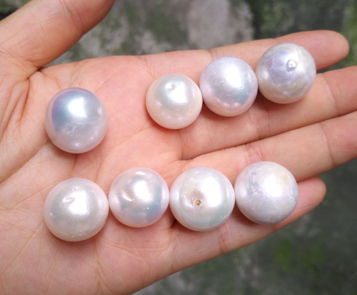 14-16mm Large Edison Pearls Natural White Pearls off Round - Etsy