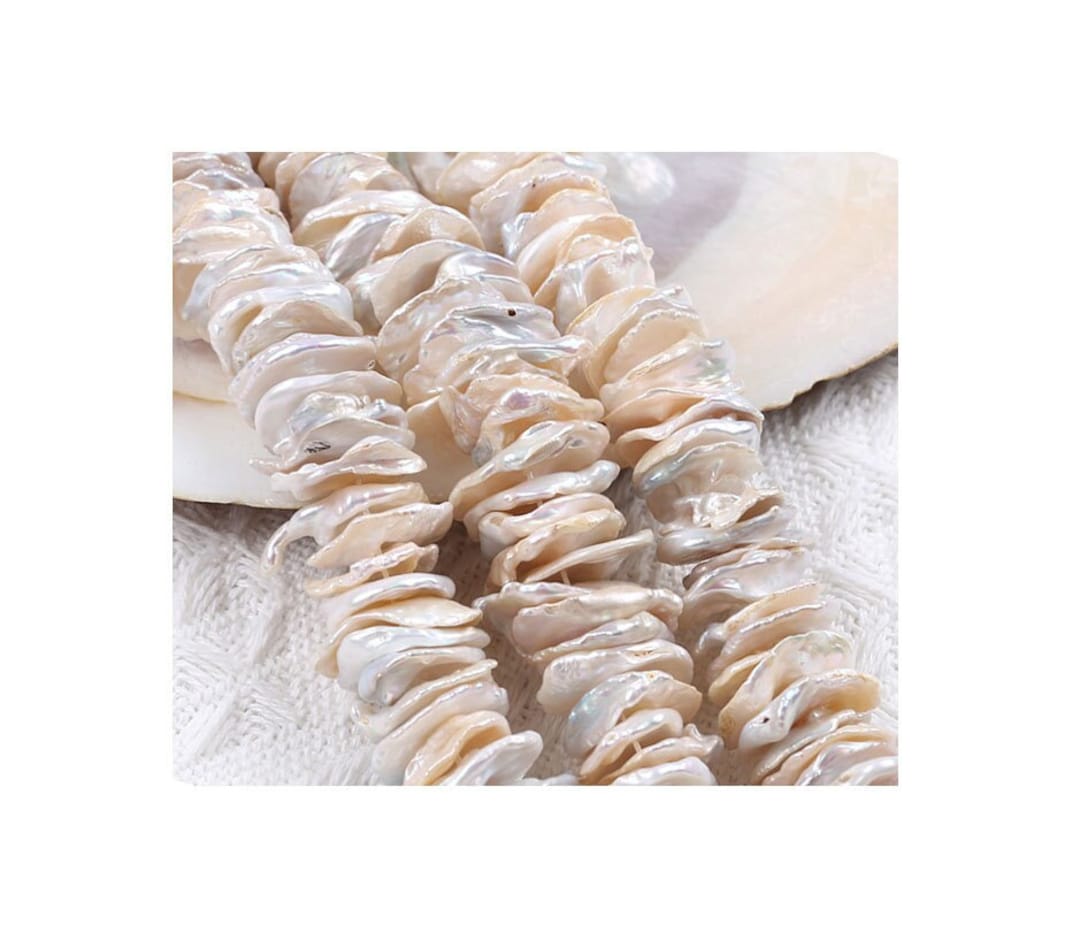 15-16mm Keshi Petal Pearls, Corn Flake Pearls, Natural White Center ...