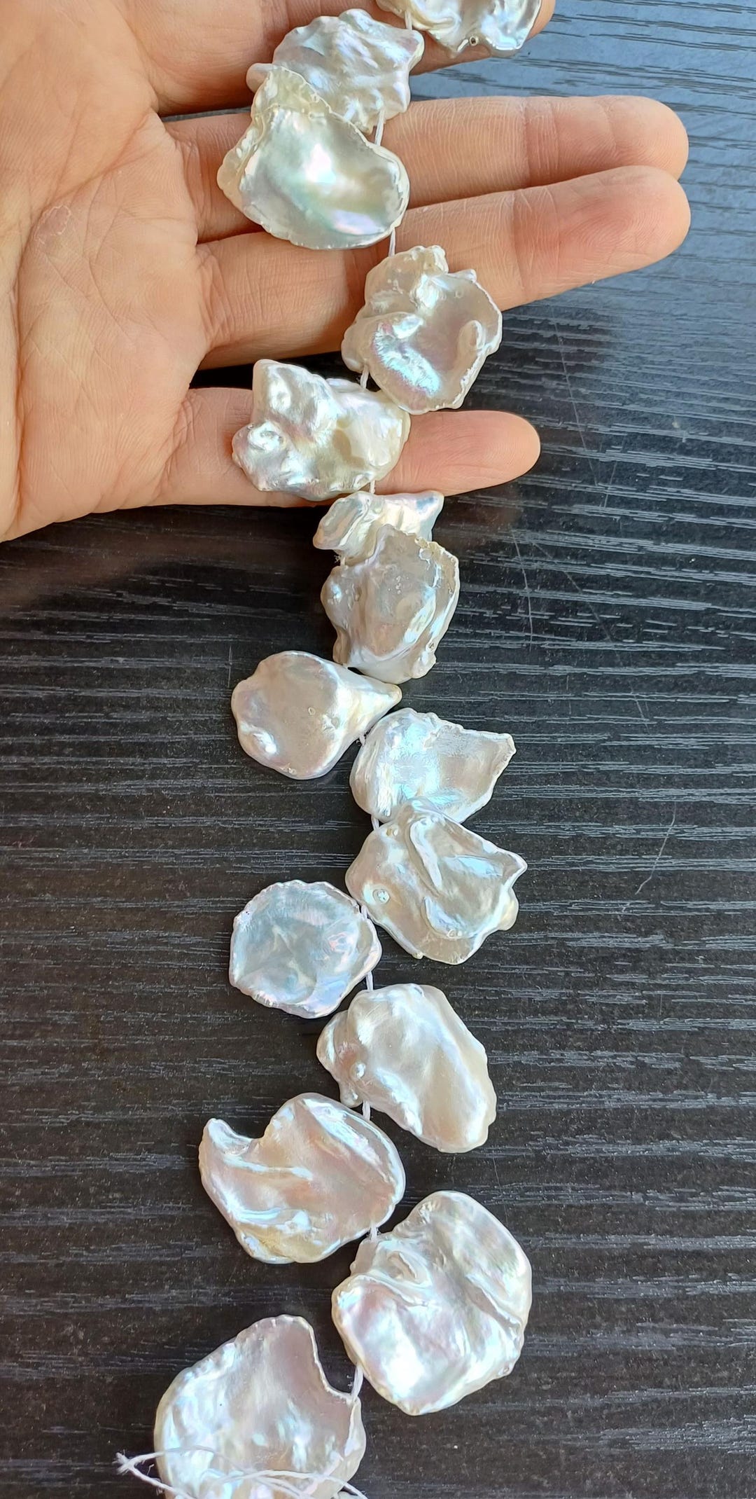 Large Keshi Corn Flake Pearls, 14-20mm White Petal Pearl, Side Drilled ...
