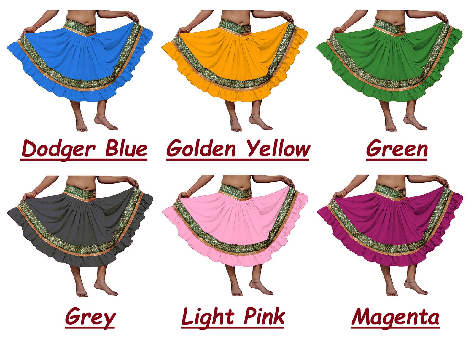 Bollywood Dancing Chimki Work Lace Border Embroidered Chiffon Skirt ...