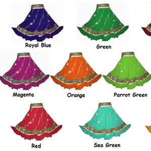 Bollywood Dancing Chimki Work Embroidered Chiffon Skirt Belly Dancing ...