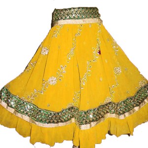 Bollywood Dancing Chimki Work Embroidered Chiffon Skirt Belly Dancing ...