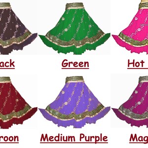 Bollywood Dancing Chimki Work Embroidered Chiffon Skirt Belly Dancing ...