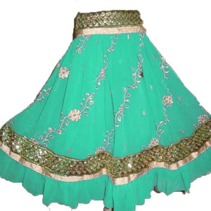 Bollywood Dancing Chimki Work Embroidered Chiffon Skirt Belly Dancing ...