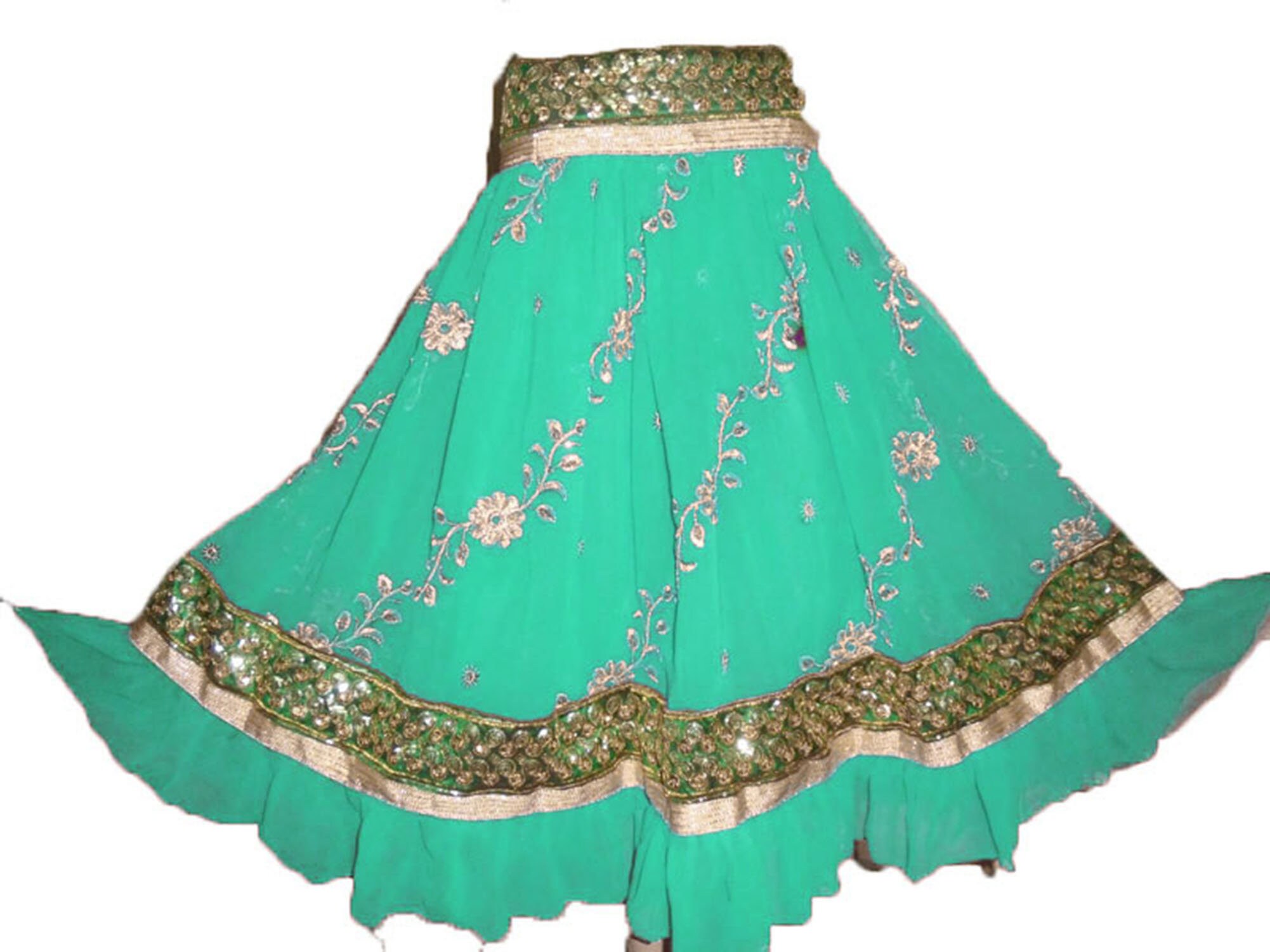 Bollywood Dancing Chimki Work Embroidered Chiffon Skirt Belly | Etsy