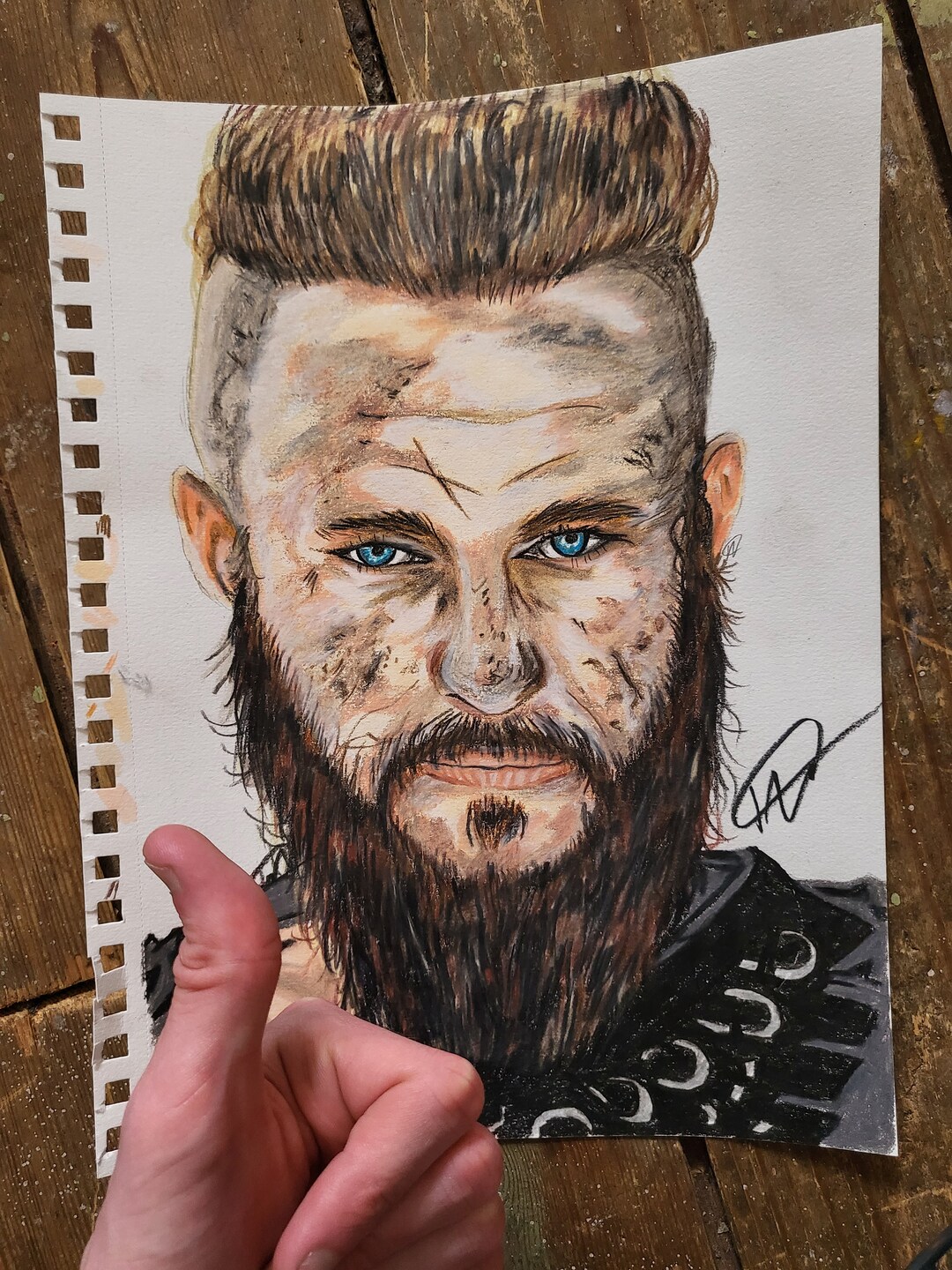 Ragnar Lothbrok Vikings Hand Drawn Portrait A4 Original Piece - Etsy