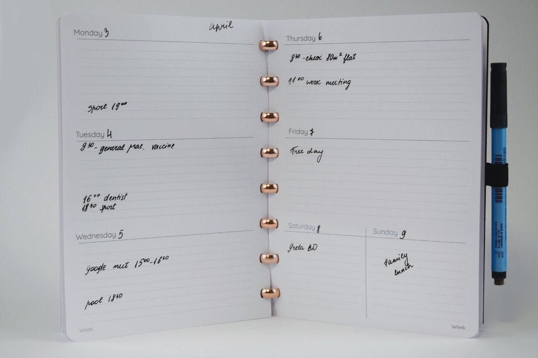 A5 Reusable Daily Planner lined With White Plastic Ring Binding - Etsy