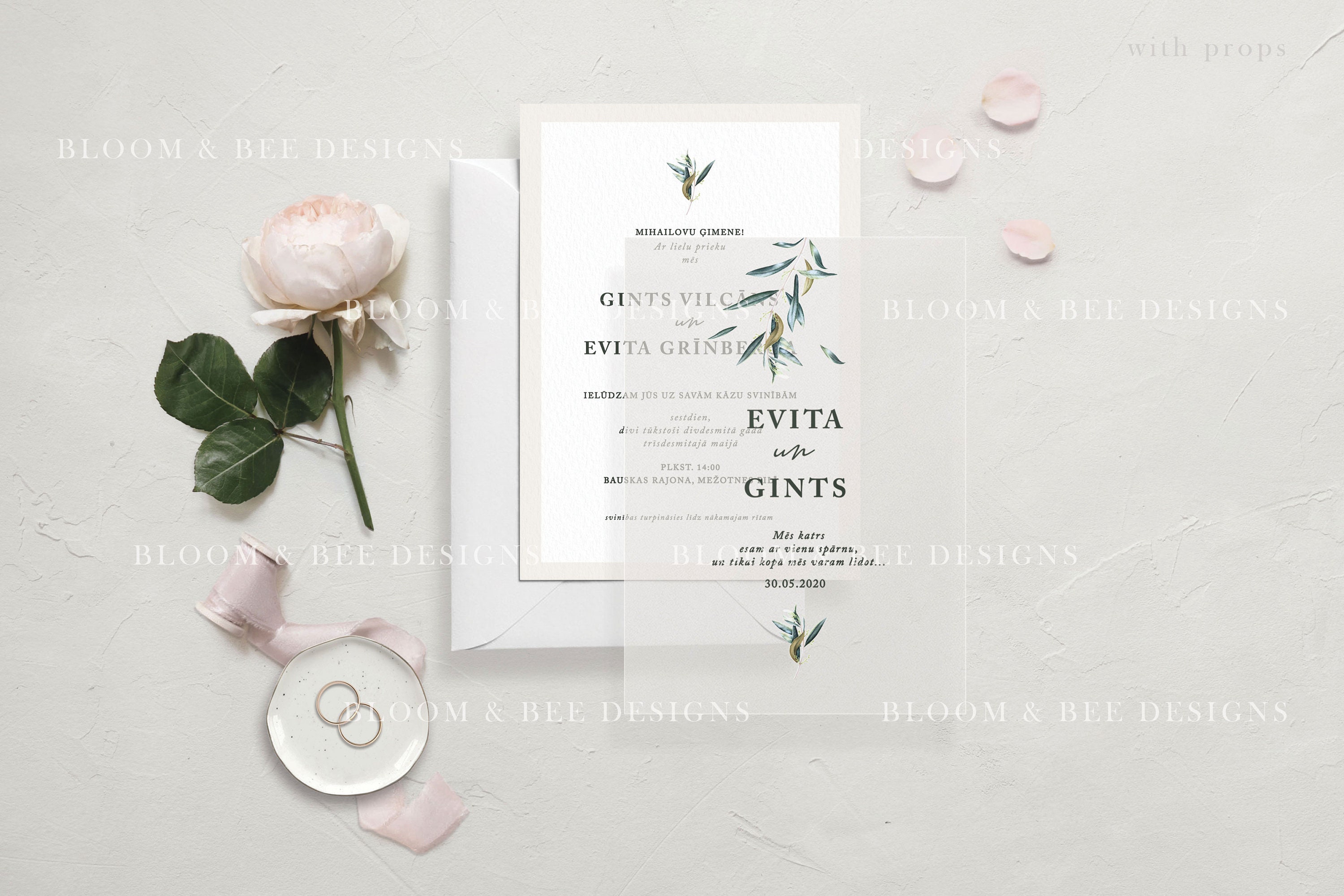 Wedding Invitation Card Mockup With Vellum Paper Overlay | Etsy