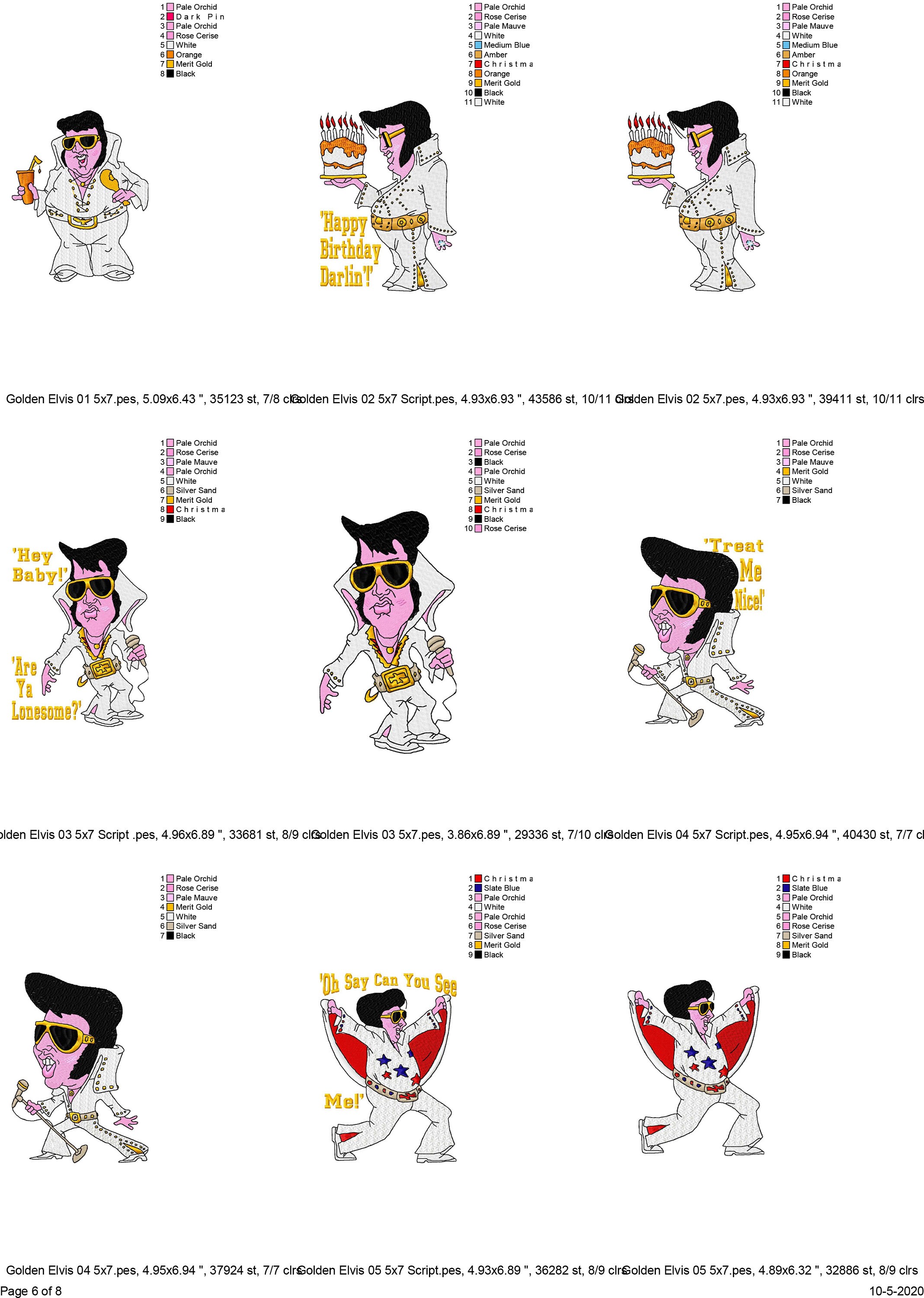 22 Elvis Presley Machine Embroidery Designs 3 Sizes Each - Etsy