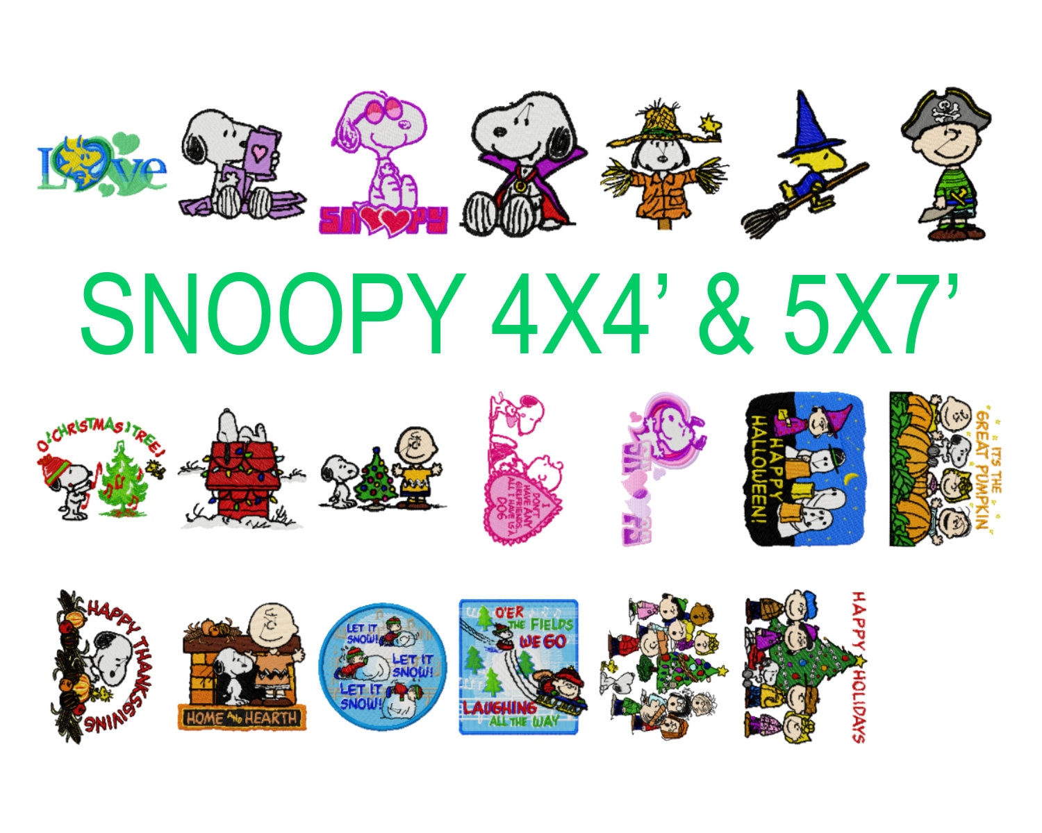 20 Snoopy Machine Embroidery Designs Peanuts Embroidery - Etsy