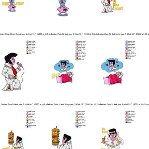 22 Elvis Presley Machine Embroidery Designs, 3 Sizes Each, King of Rock ...