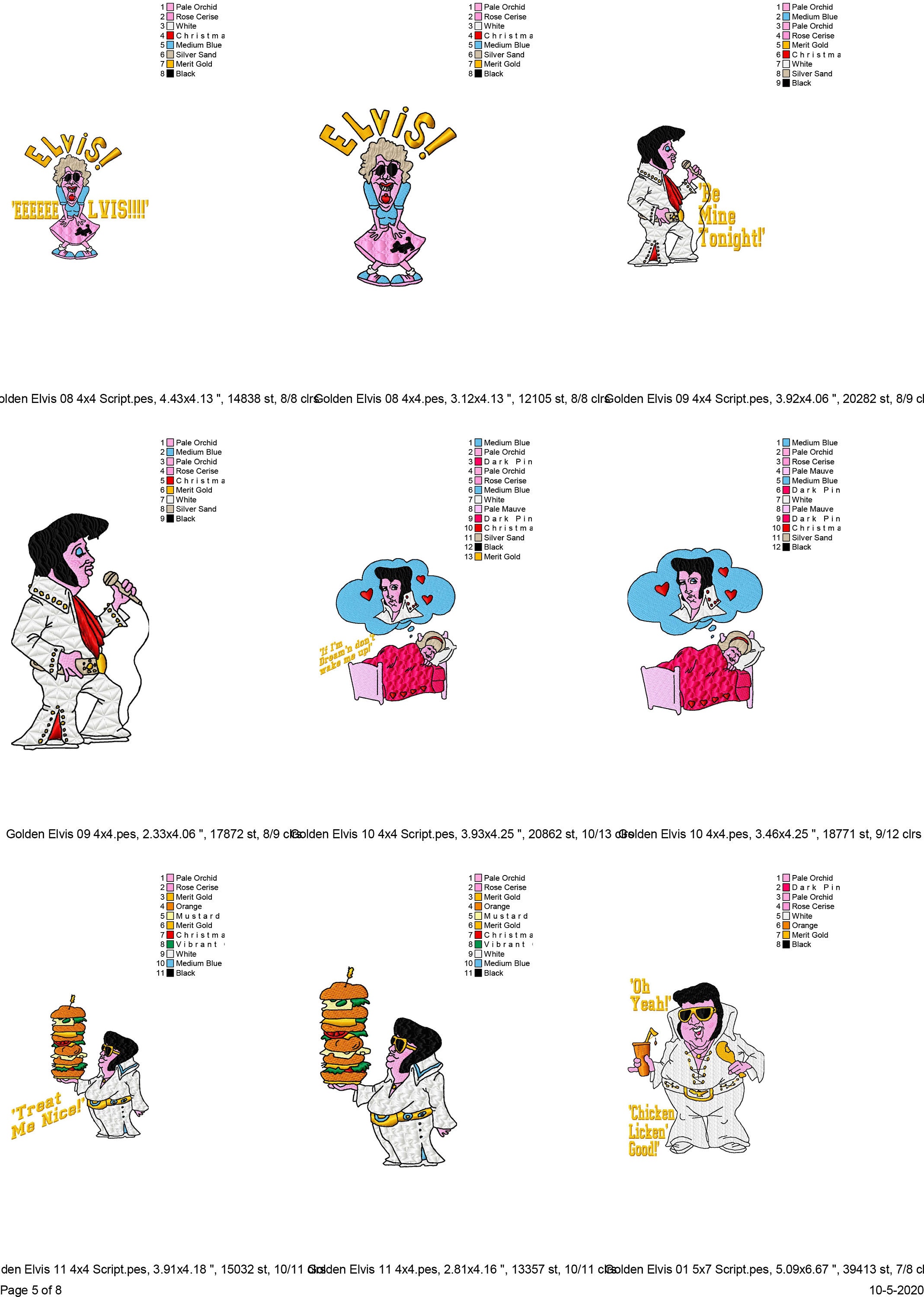 22 Elvis Presley Machine Embroidery Designs 3 Sizes Each - Etsy