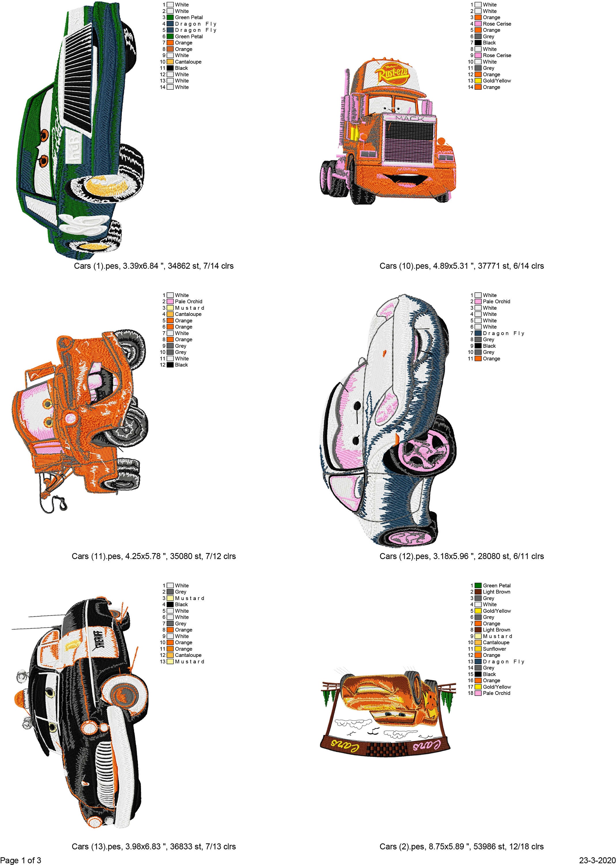 13 Large Pixar Cars Machine Embroidery Designs Disney Cars - Etsy Canada