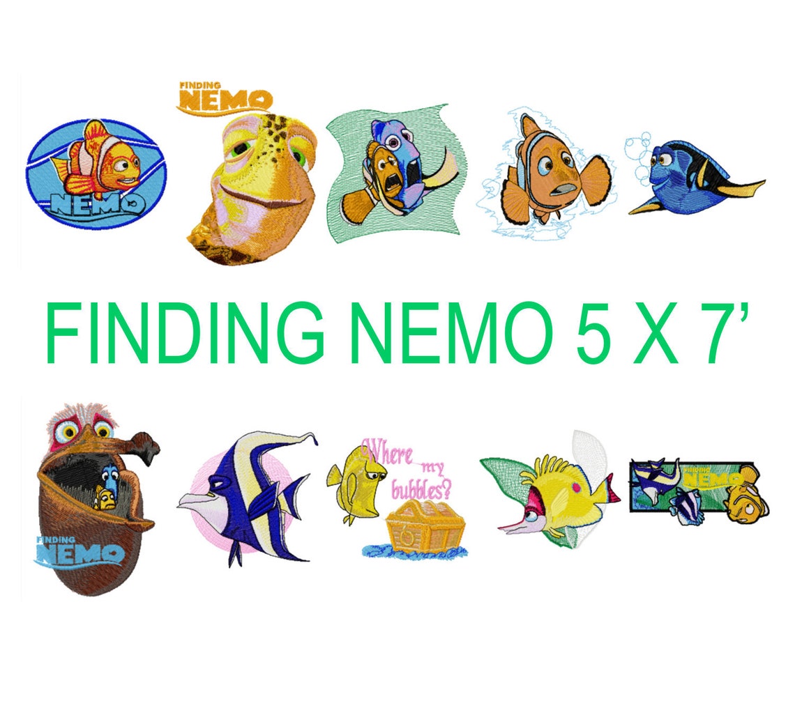 10 Large Finding Nemo Machine Embroidery Designs Disney | Etsy UK