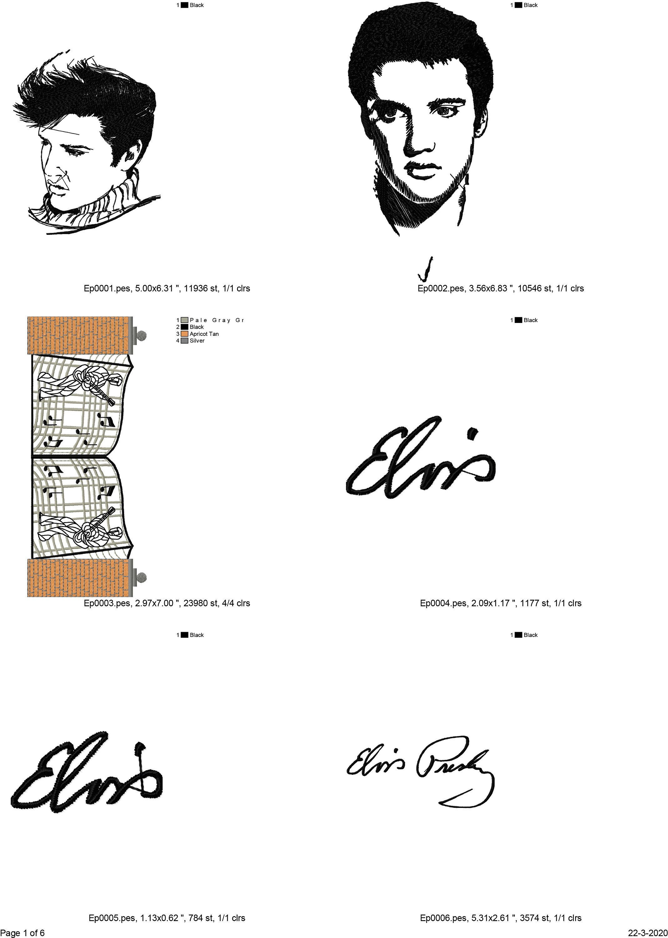 32 Elvis Presley Machine Embroidery Designs King of Rock N - Etsy