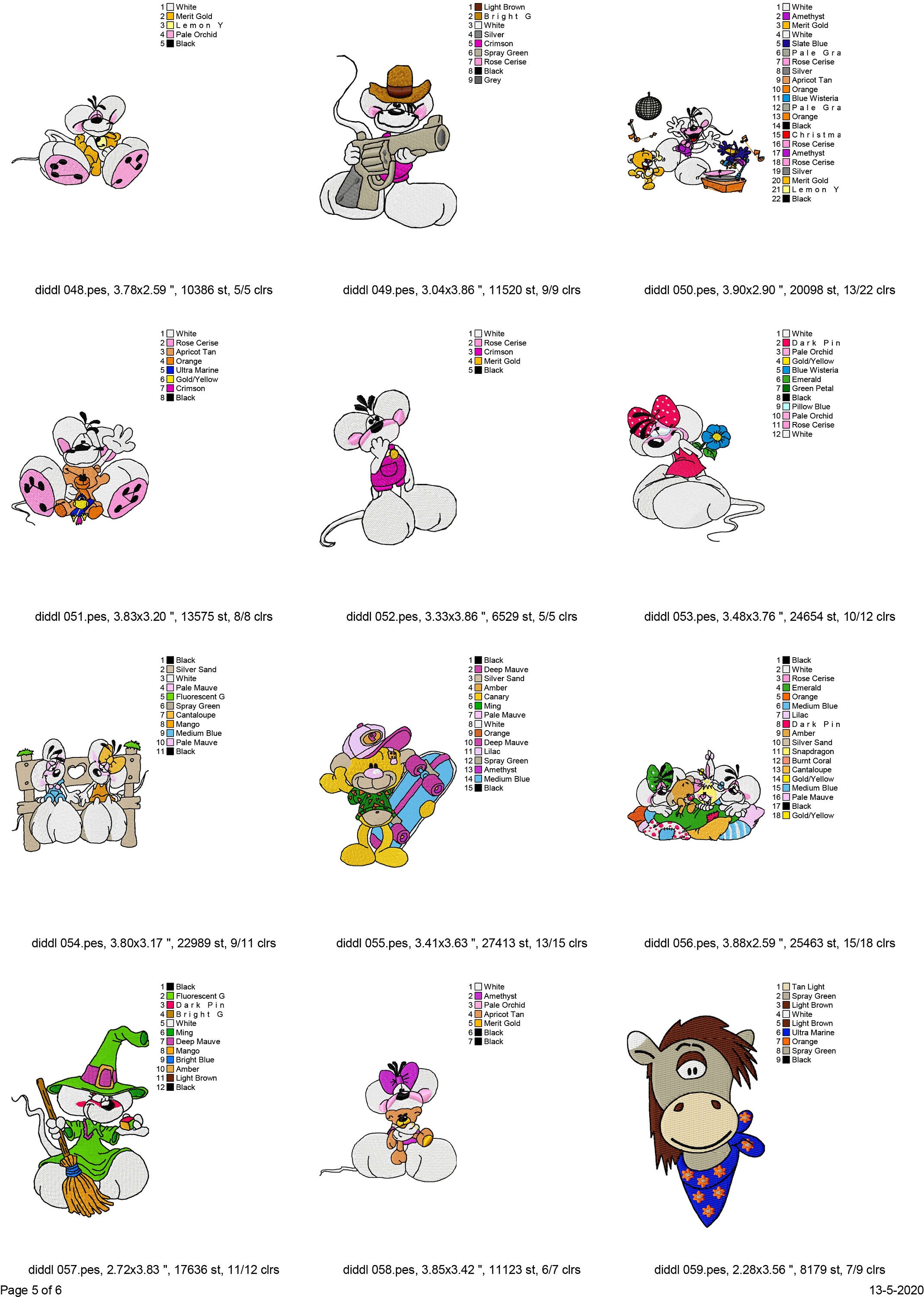 60 Diddle Mouse Machine Embroidery Designs Cartoon Mouse - Etsy