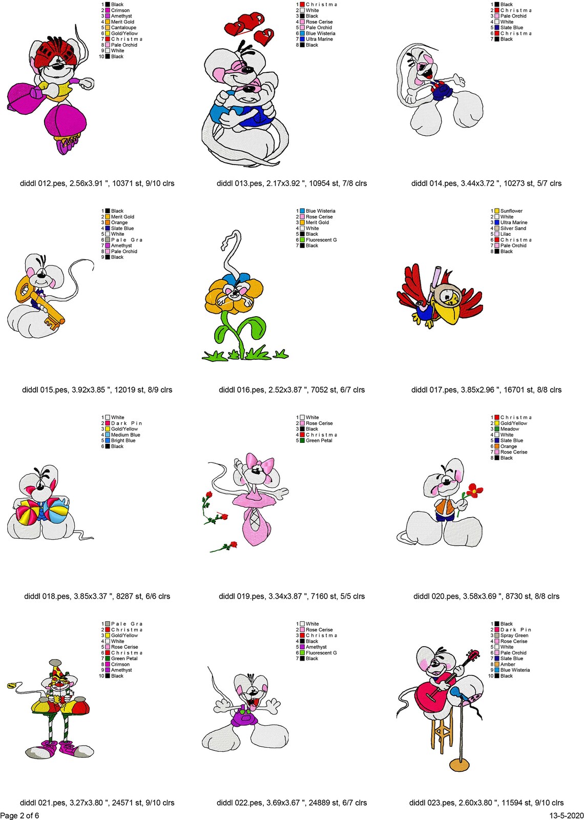 60 Diddle Mouse Machine Embroidery Designs Cartoon Mouse - Etsy