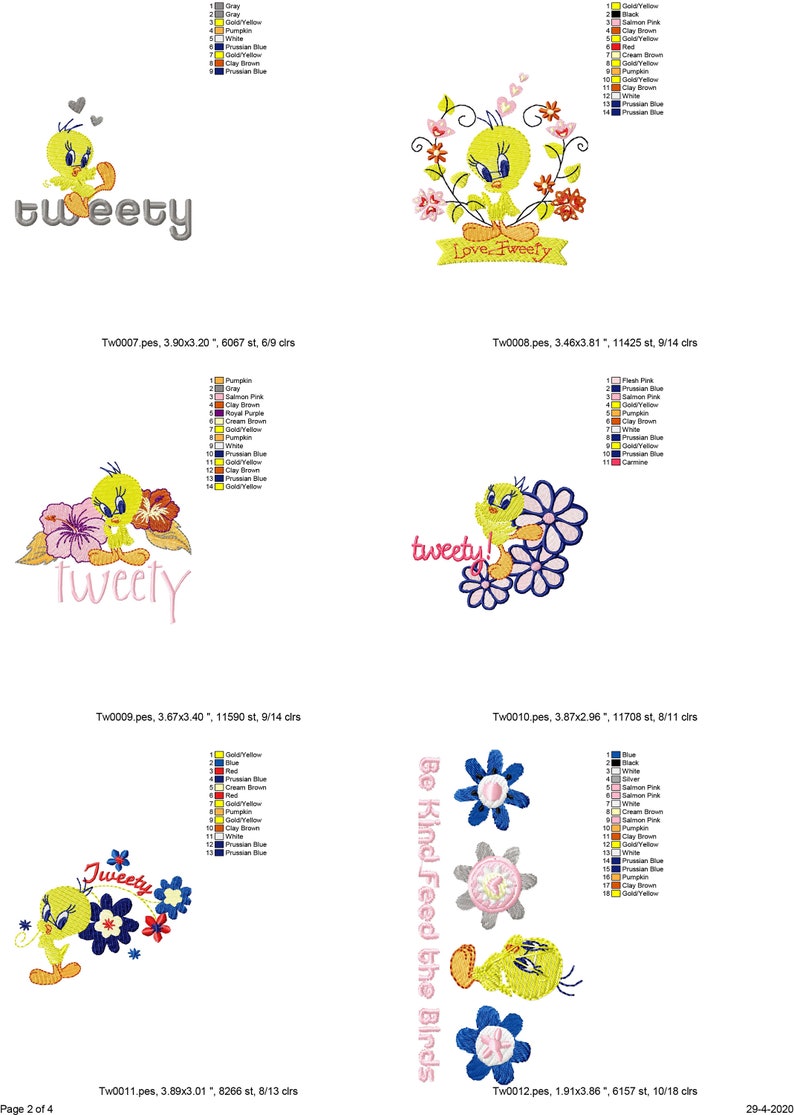 20 Tweety Machine Embroidery Designs Tweety Bird Embroidery - Etsy
