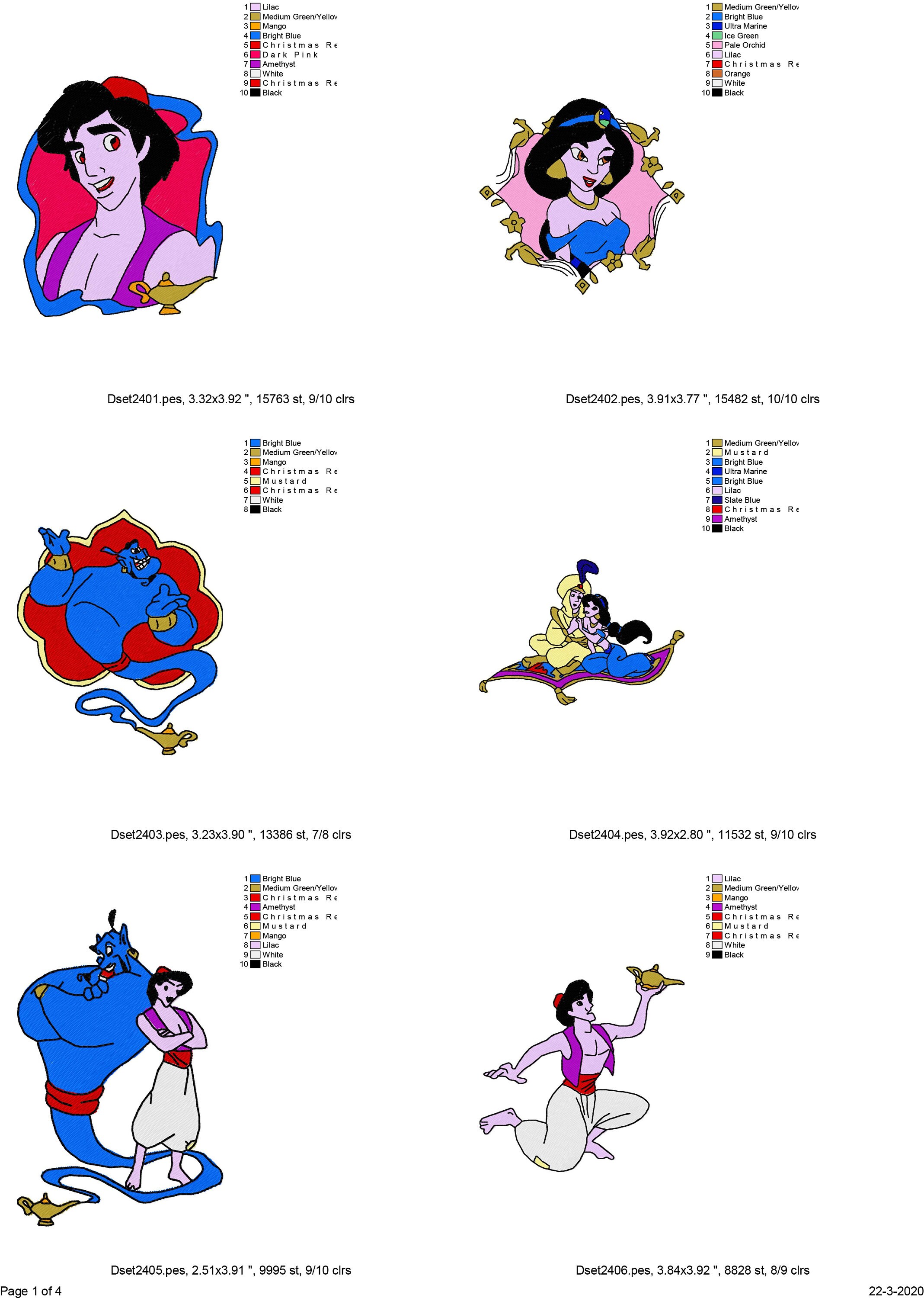 20 Disney Aladdin Machine Embroidery Designs Princess | Etsy