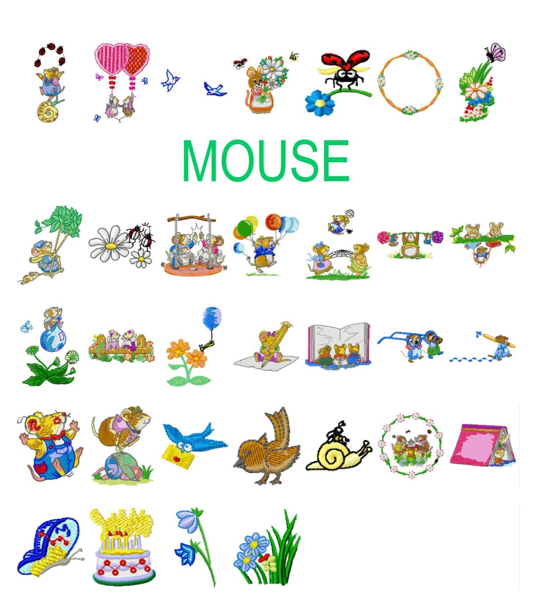 32 Mouse Machine Embroidery Designs, Woodland Animal Embroidery, House ...