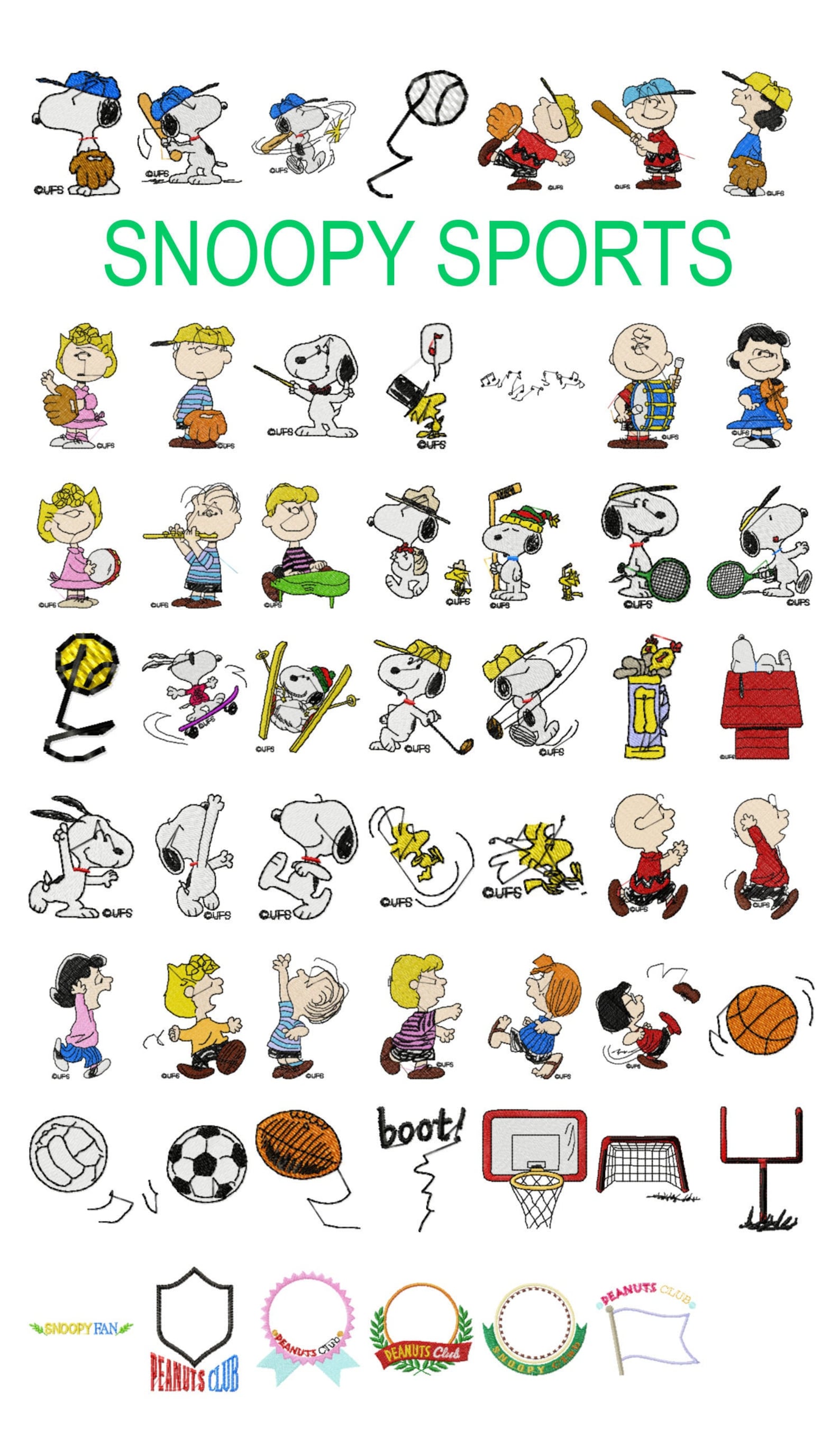 55 Snoopy Machine Embroidery Designs Peanuts Embroidery - Etsy