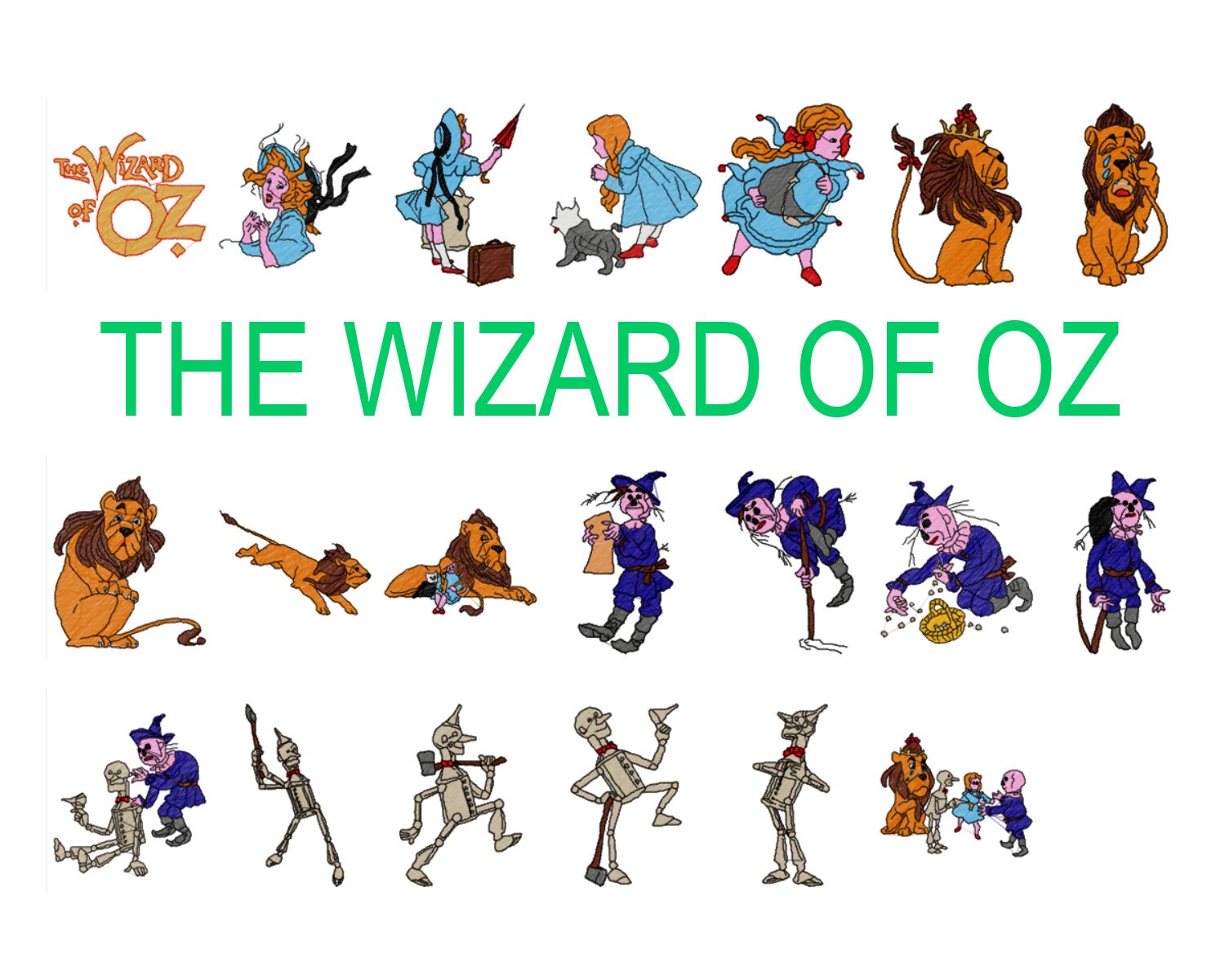 20 Wizard of Oz Machine Embroidery Designs Cowardly Lion - Etsy