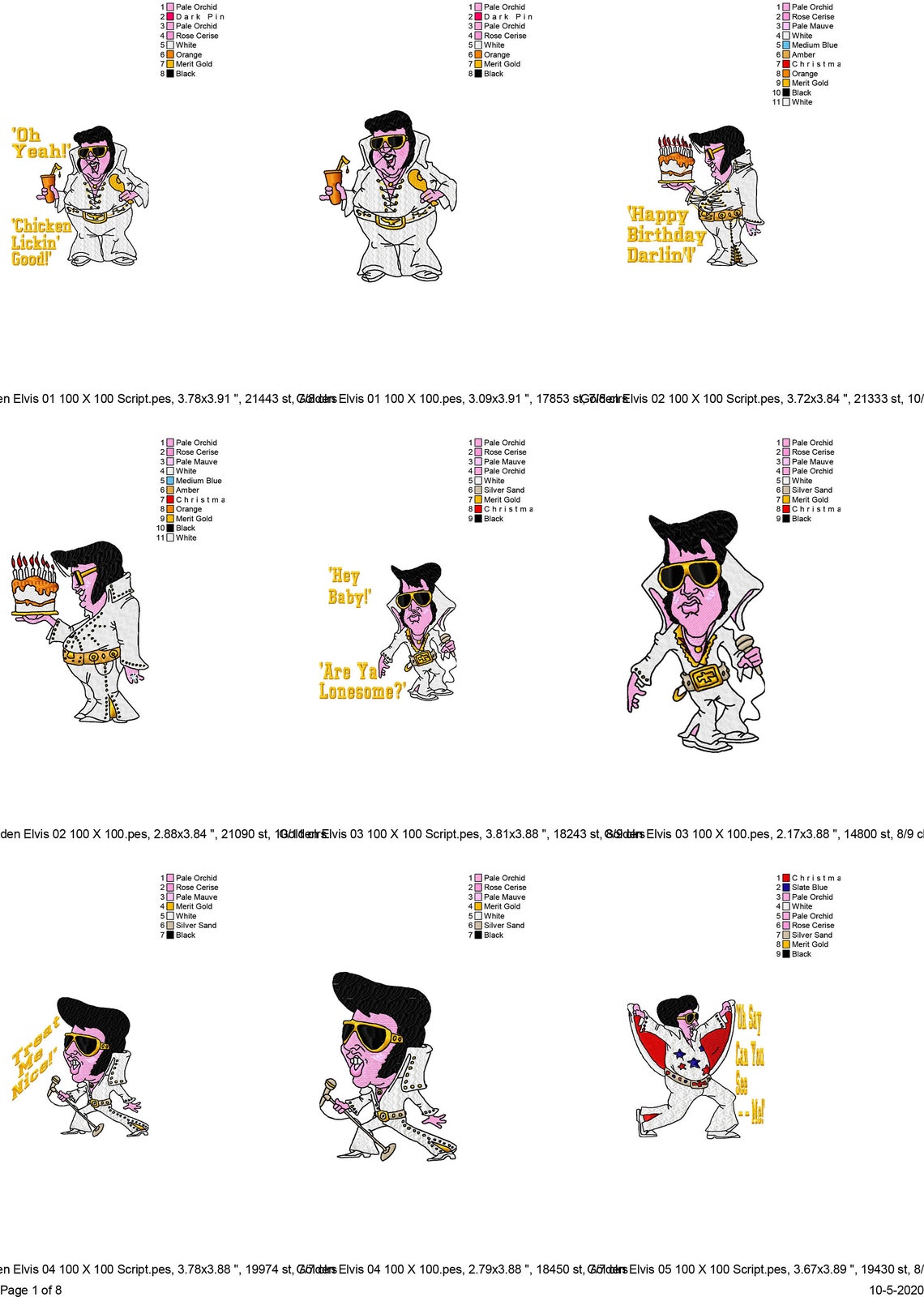 22 Elvis Presley Machine Embroidery Designs 3 Sizes Each - Etsy