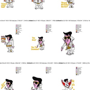 22 Elvis Presley Machine Embroidery Designs, 3 Sizes Each, King of Rock ...