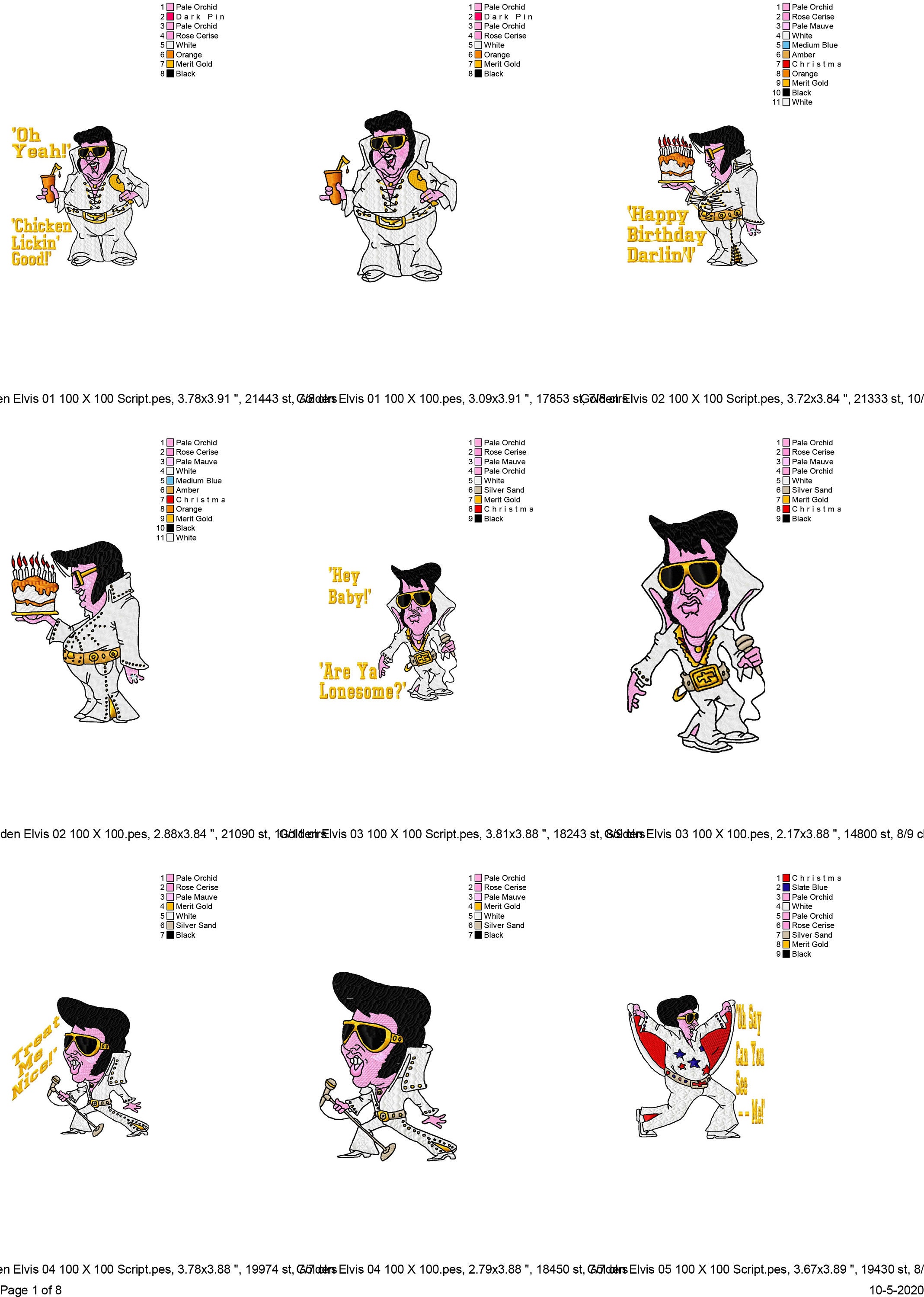 22 Elvis Presley Machine Embroidery Designs 3 Sizes Each - Etsy