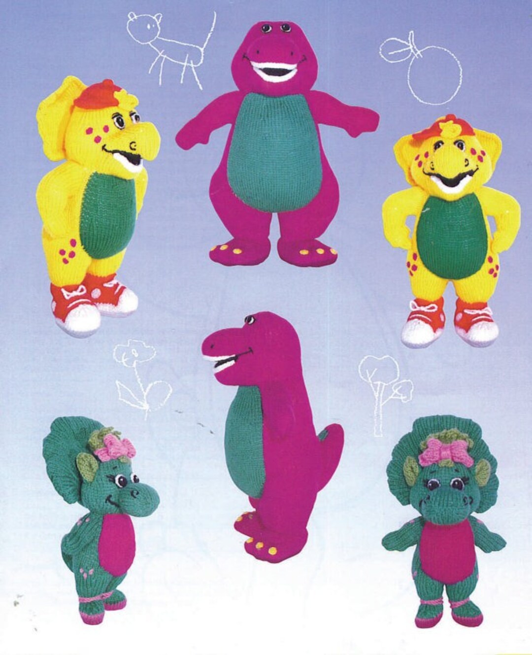 Barney and Friends Knitting Pattern PDF Booklet Barney - Etsy