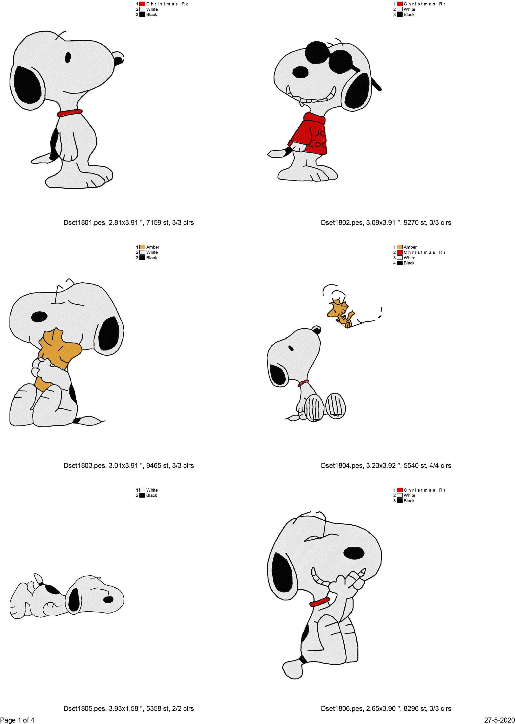 20 Snoopy Machine Embroidery Designs Peanuts Embroidery - Etsy