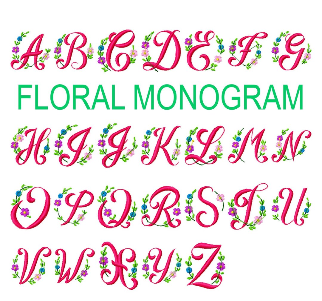 26 Floral Monogram Letter Machine Embroidery Designs, Floral Alphabet ...