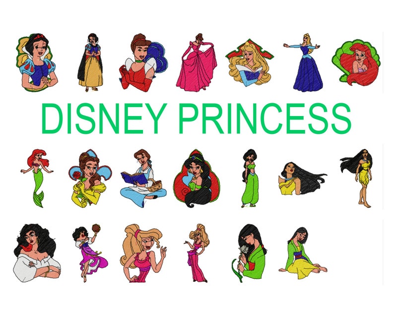 20 modèles disney de broderie de machine de princesse | Etsy